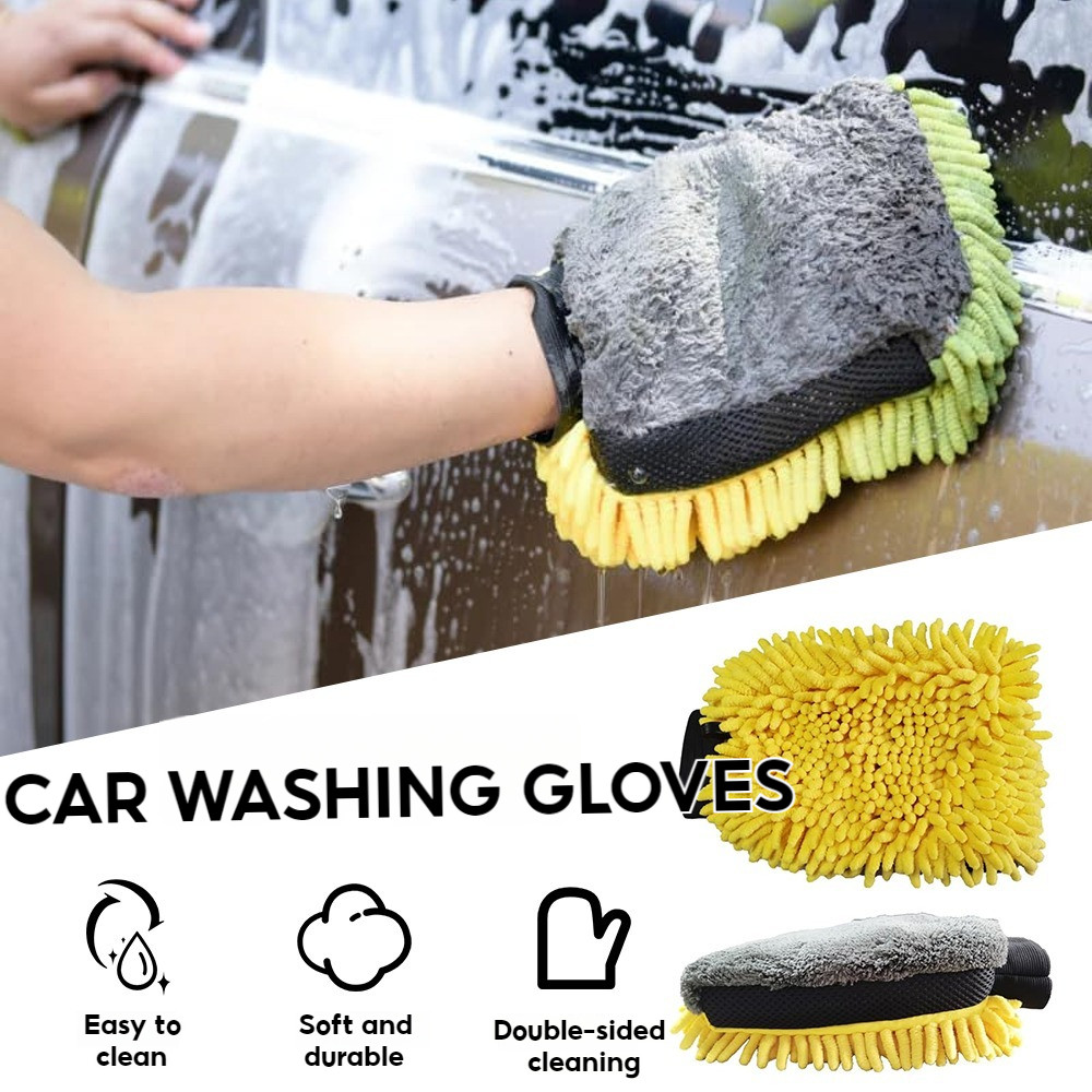 Microfiber Multifunctional Car Wash Mitt Anti Scratch Wash Glove Coral ...
