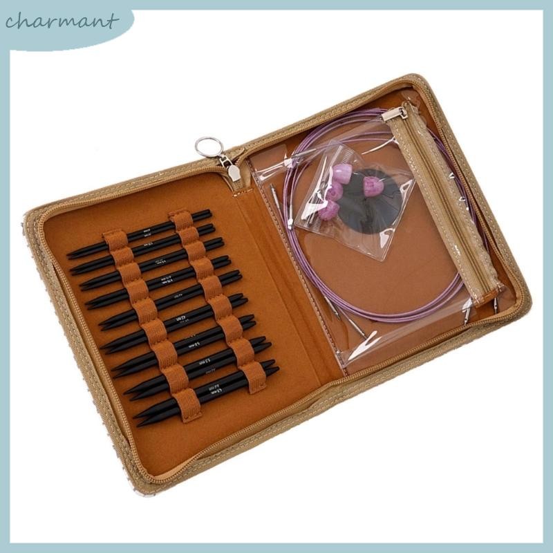 char 9Pairs Aluminum Circular Knitting Needle Set with Zippered Case ...