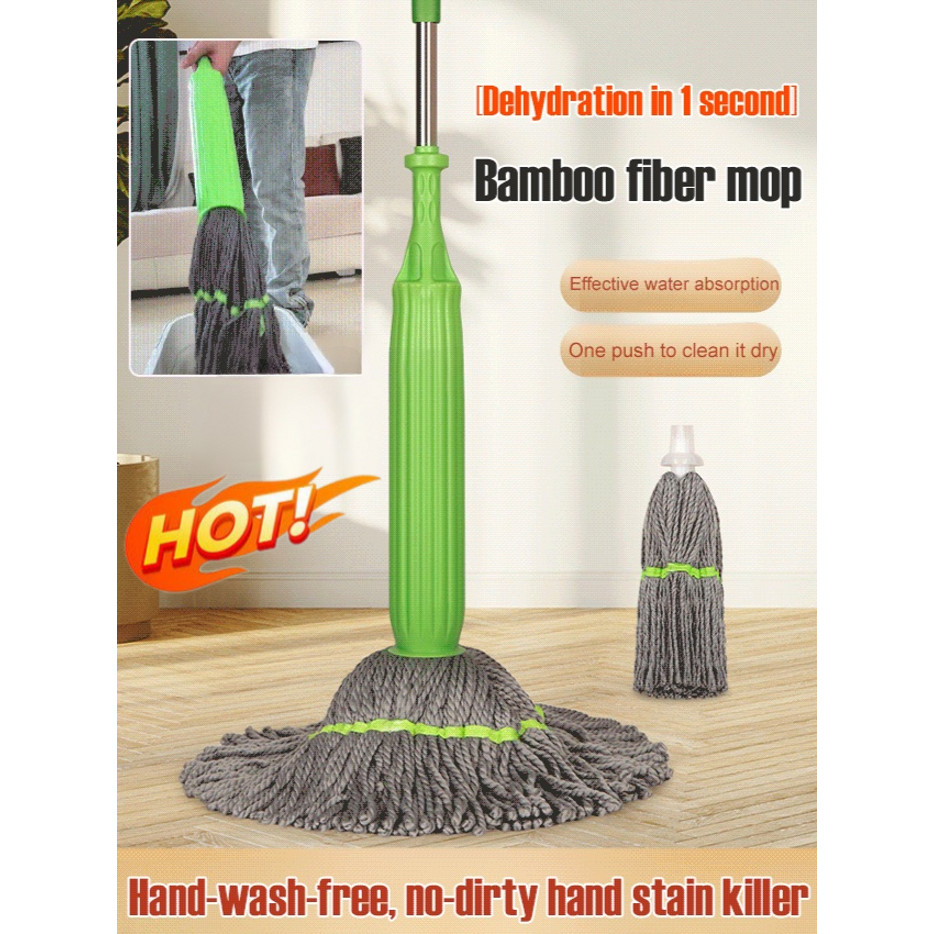 Durable mop] New upgraded bamboo fiber kitchen mop/household mop/easy ...
