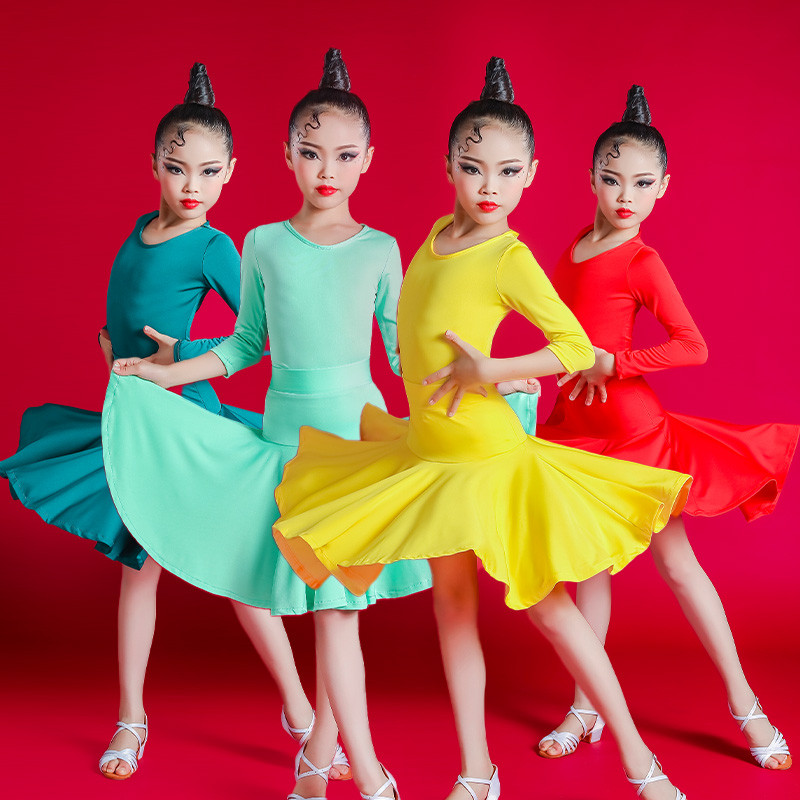 Latin Dance Costume Female Children Big Skirt Performance Costume ...
