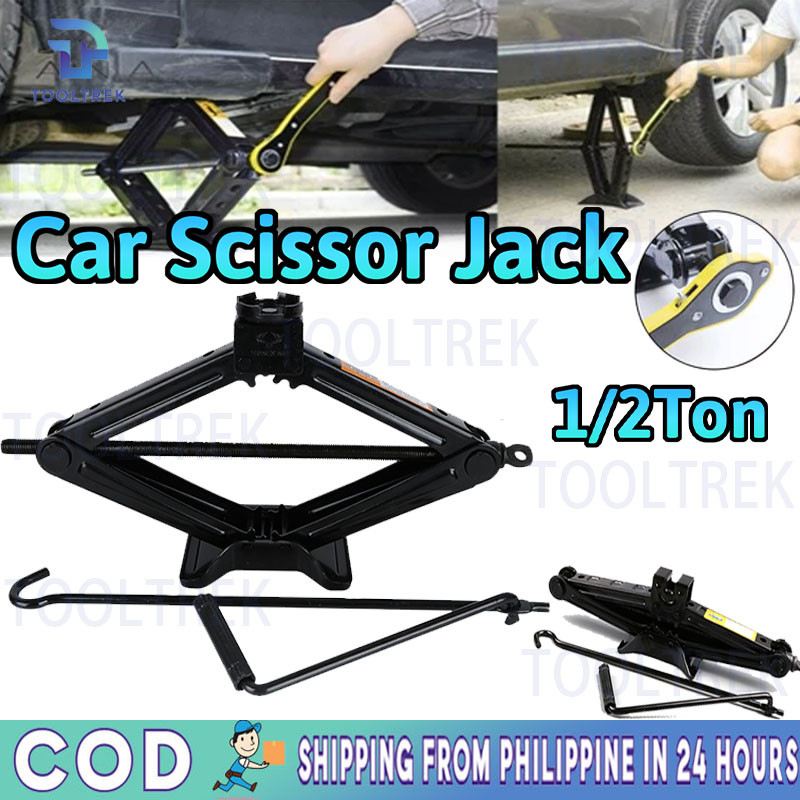 1Ton Capacity Hand Cranked Car Scissor Jack Repairing Tool Car-Mounted ...