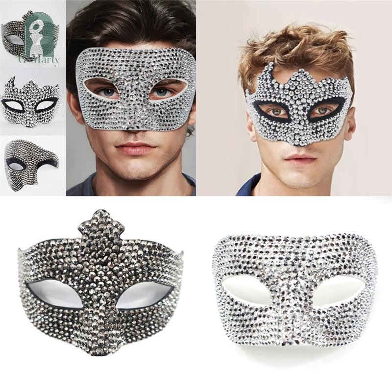 GMARTY Sensual Woman Mask Black Color Sexy Men Rhinestone Masquerade ...