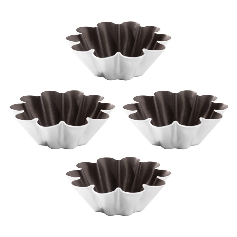 comereally 4Pcs Puddings Pans NonStick Eggs Tart Molds Flower Shape Pie ...
