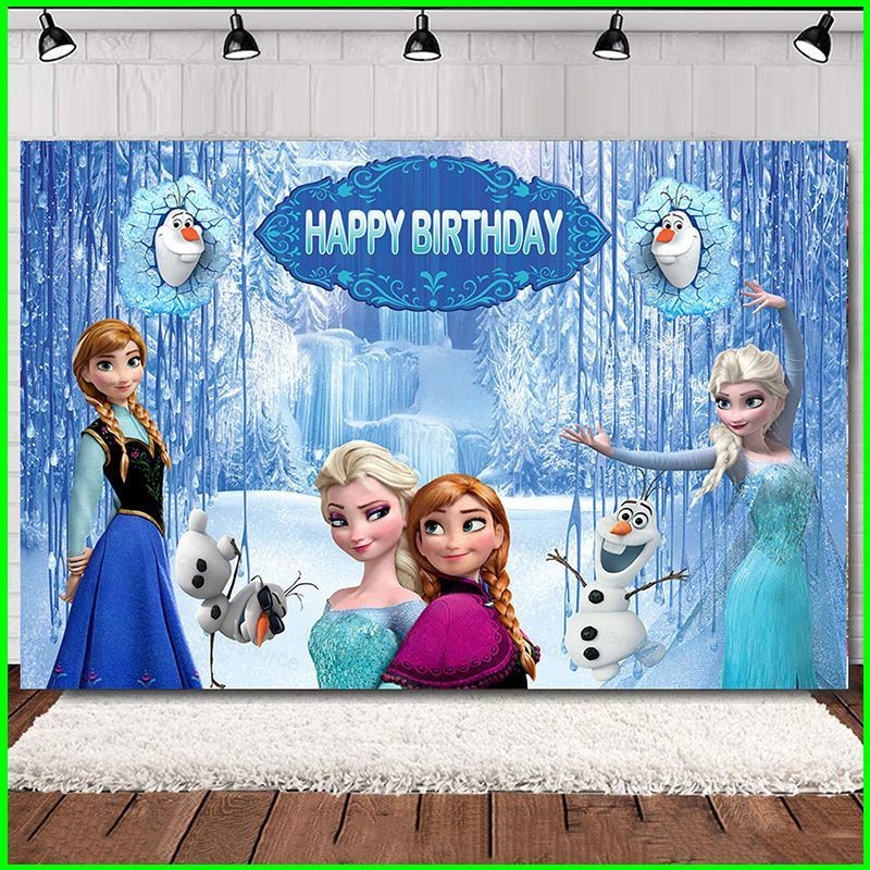 SQA Frozen Elsa Anna Birthday theme backdrop banner party decoration ...