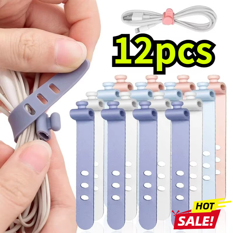 12pcs Silicone Cable Winder Organizer/Earphone Clips Phone Charging ...