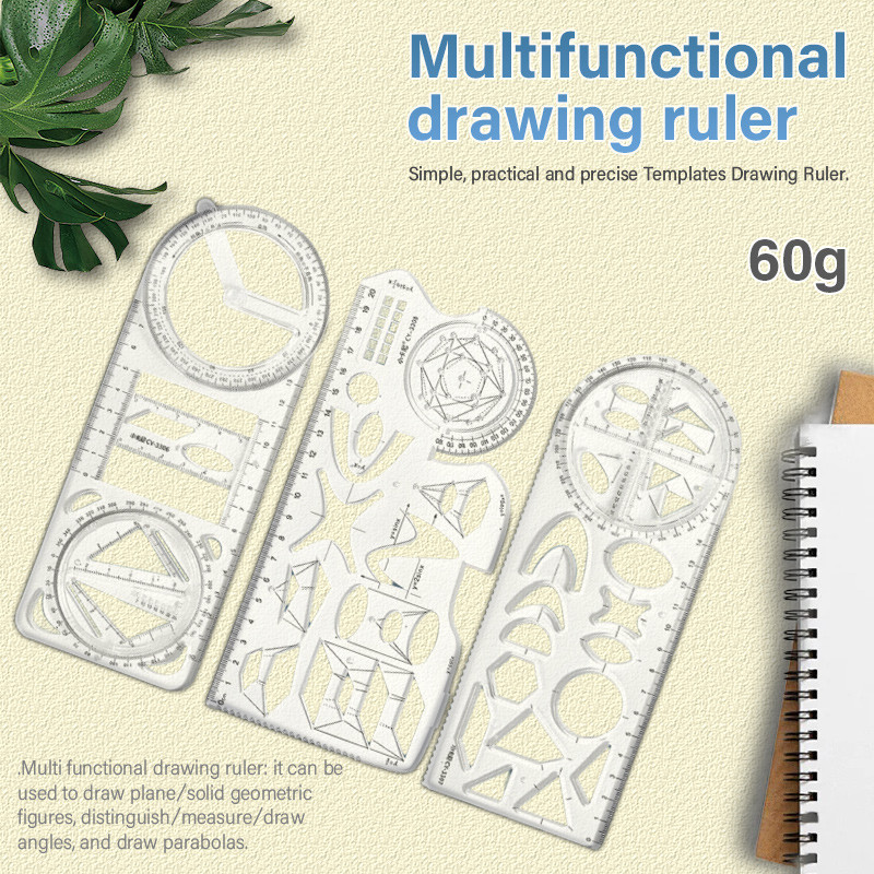 Rotary Multi-function Geometric Drawing Ruler Protractor Learning ...