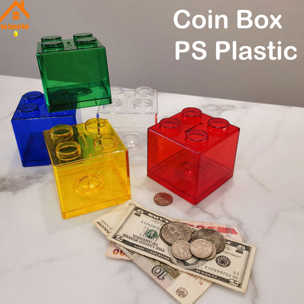 Transparent Alkansya Blocks Shape Coin Box Money Bank Stackable Storage ...