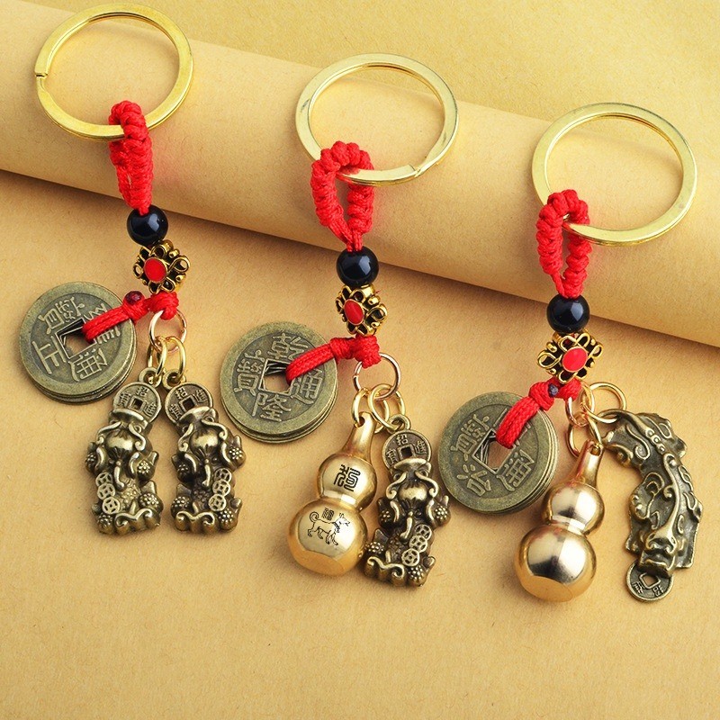 Lucky Charm key Chain Pixiu bag charm keychain /money magnet oil wallet ...