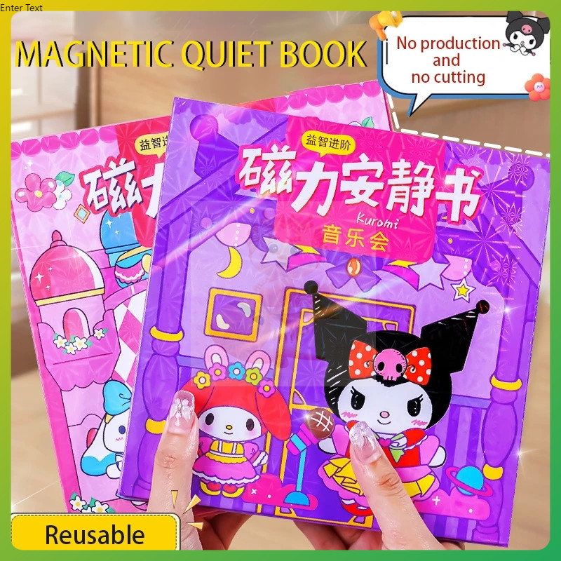 Cartoon Magnetic Kuromi Paper Doll House Sanrio Quiet Book Dres Up ...