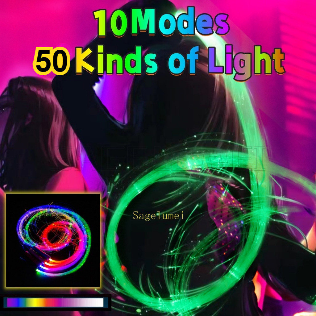 Led Dancing Fiber Optics Whip Rechargeable Light Whip Disco Light Party ...
