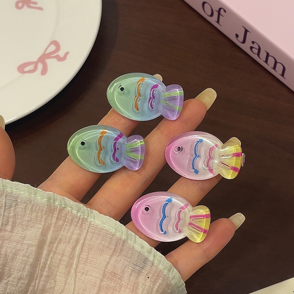 Korean Sweet Princess Colorful Fish Beak Clip Set for Side Fringe ...