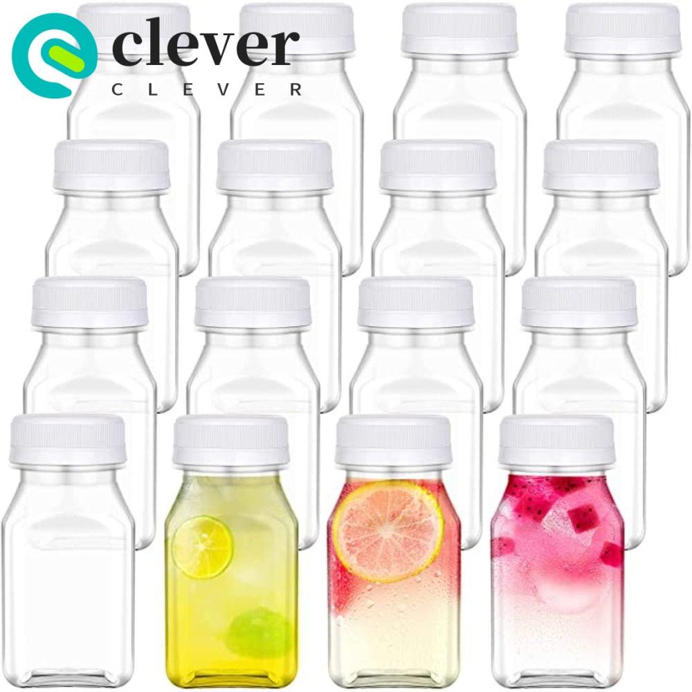 CLEVER 4 Pcs Juice Bottles, Tamper Proof Lids Plastic Drink Containers ...