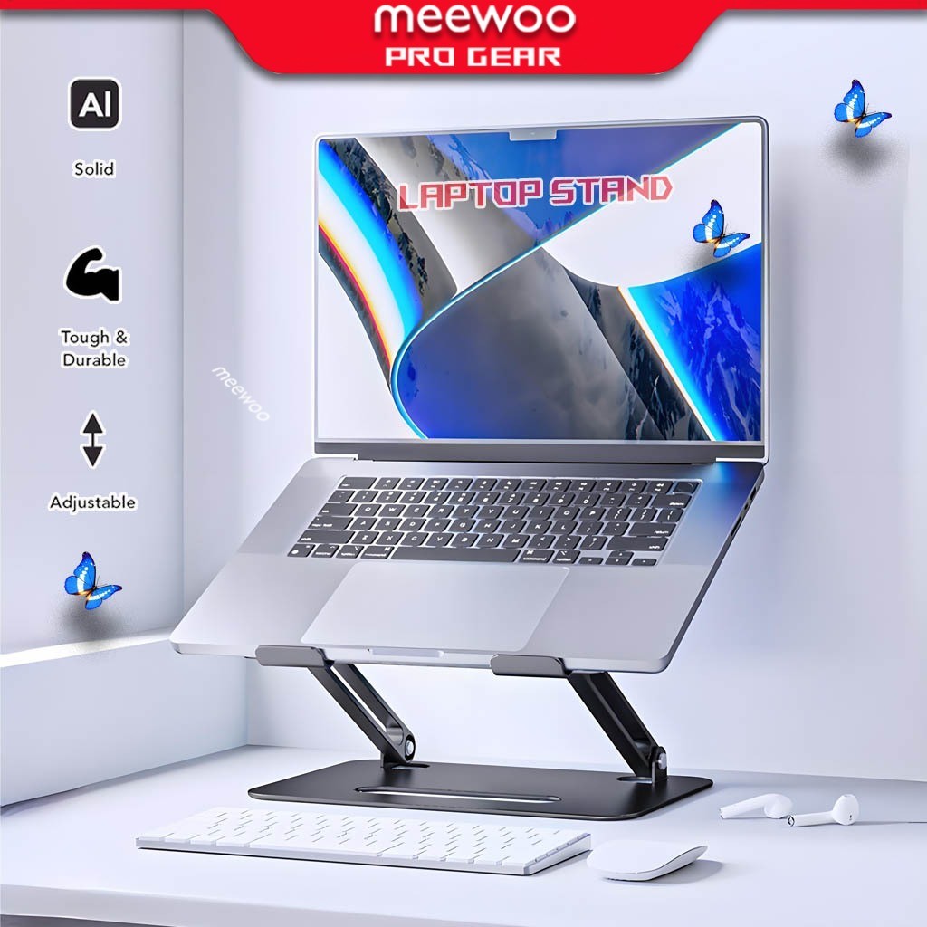 Meewoo Laptop Stand Adjustable Metal Laptop Riser Ergonomic Laptop ...