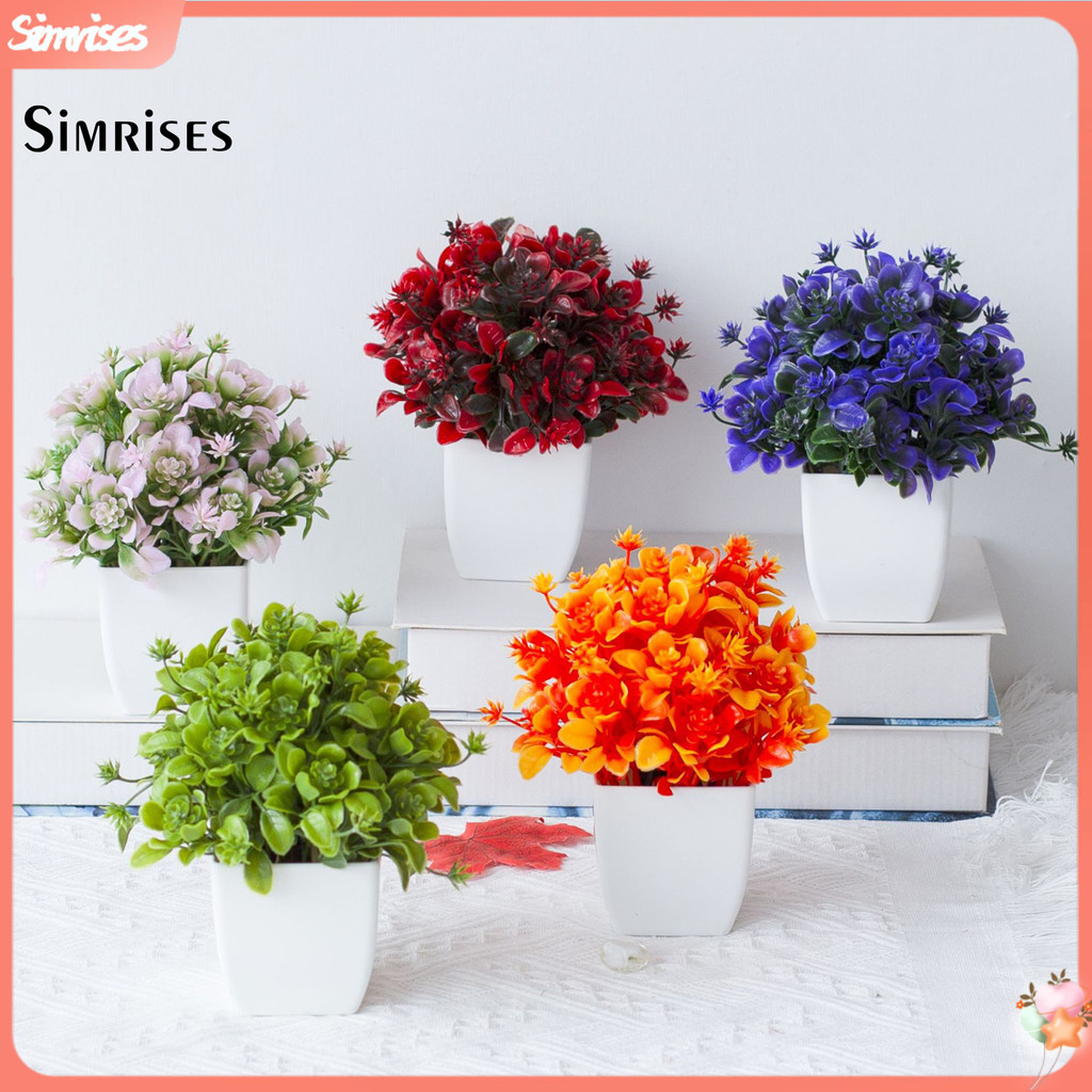 Simrises Artificial Potted Plant Realistic Never Wither Fade-less Scene ...