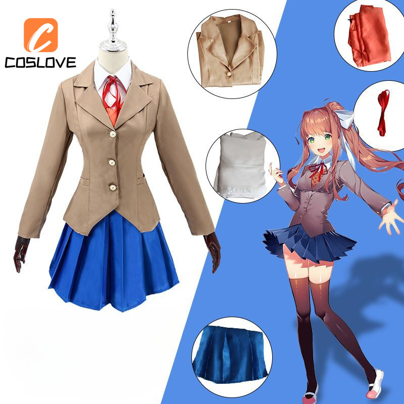 Anime Game Doki Doki Literature Club Monika Cosplay Clothing Full Set ...