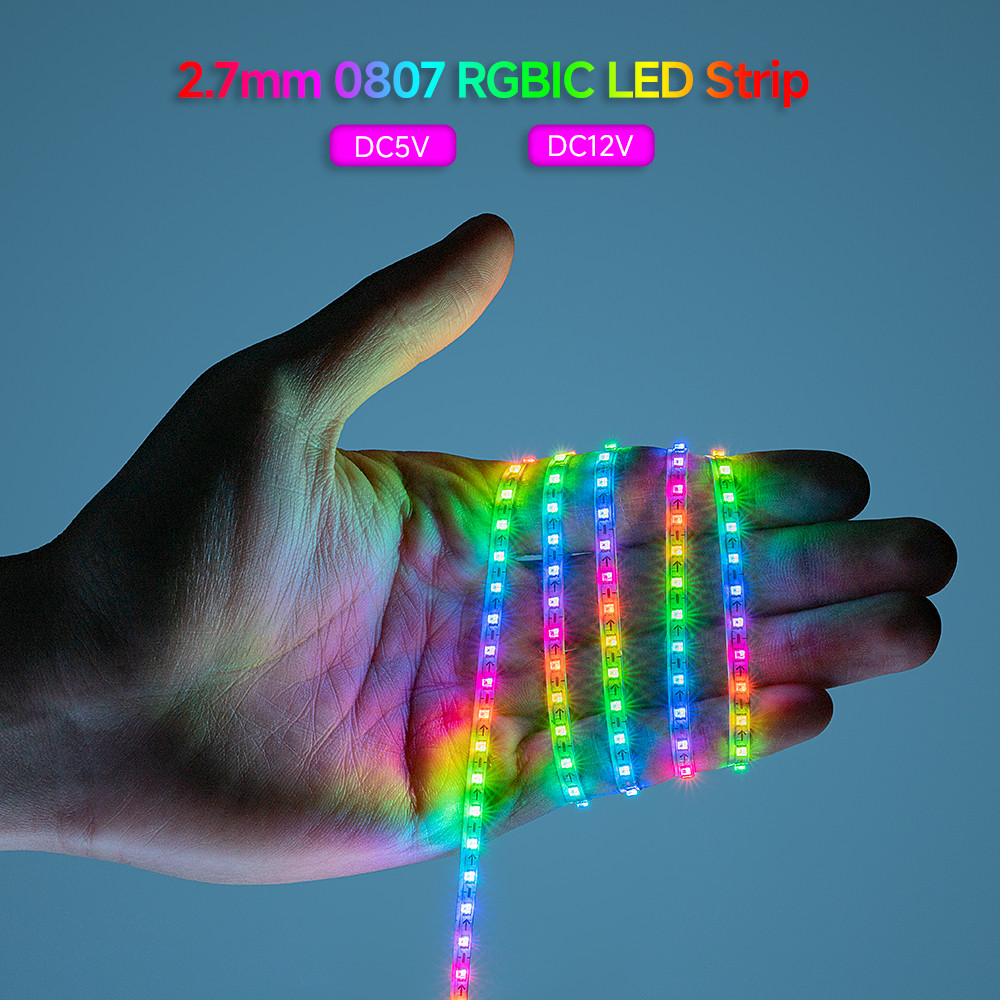 BTF-LIGHTING WS2812B 2.7mm Width RGB IC 160LEDs/m 0807 LED light strip 5V 12V | Shopee Philippines
