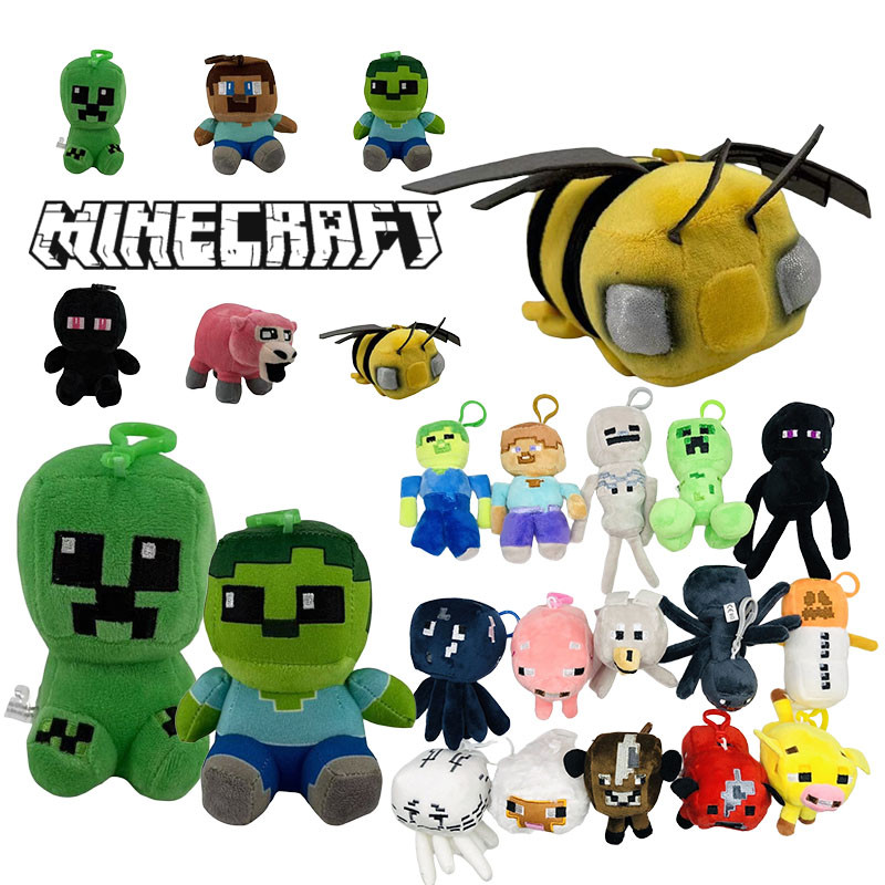 Minecraft Stuffed Toy Steve Bee Wolf Minecraft Movie Plush Keychain ...