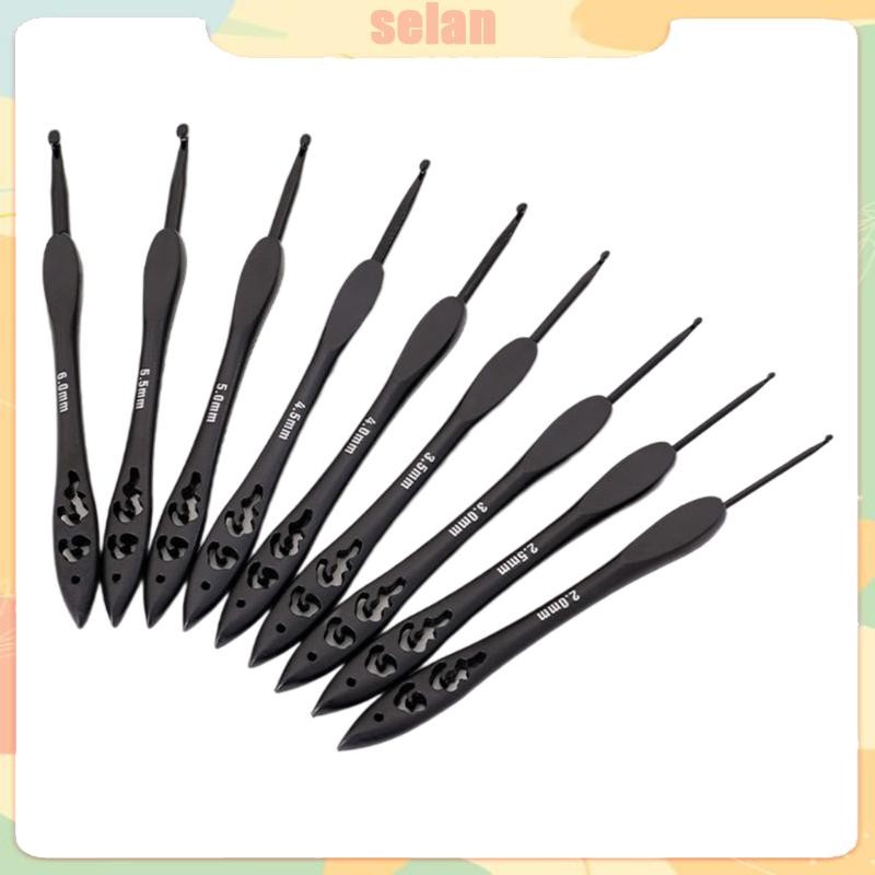 SEL 9 Pieces 2 0mm-6 0mm Crochet Hook Set Ergonomical Crochet Needle Practical Knitting Needle ...