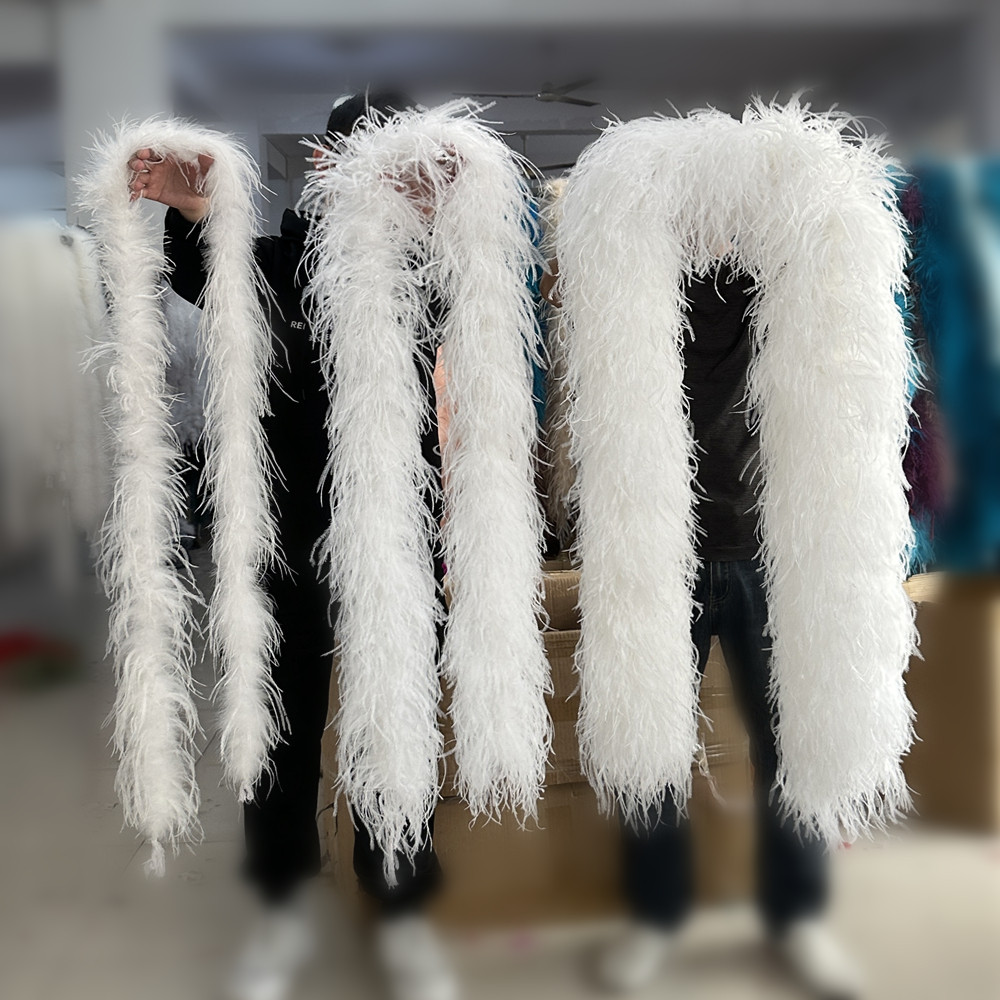 1 to 20ply Fluffy Ostrich Feather Boa 2m Trim Clothing Boa White Dress ...
