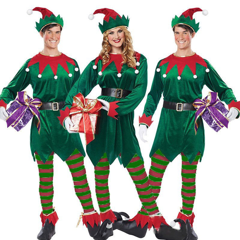 Christmas Green Elf Costume Set Christmas Elf Performance Costume ...