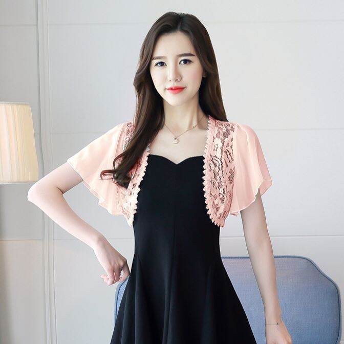 HOFALY 2023 Cape Women's Cheongsam Top Lace Cardigan Bolero Blouses ...
