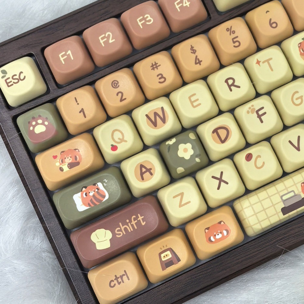 Red Pandas Cafe Keycap MOA Profile 120+ Keys PBT Dye Sublimation MAD 68 ...