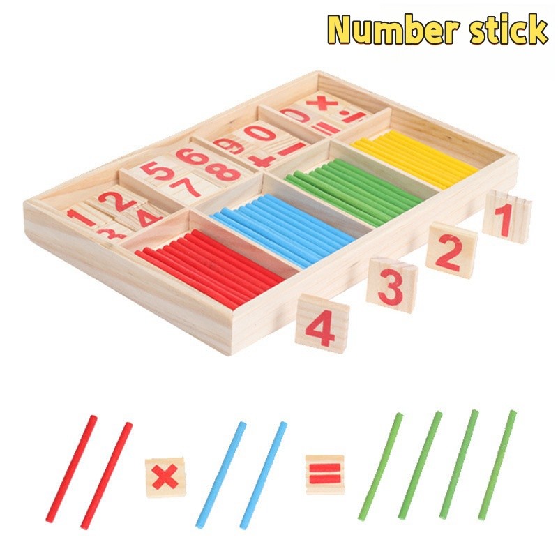 Wooden mathematical intelligence stick Counting Number Blocks a ...