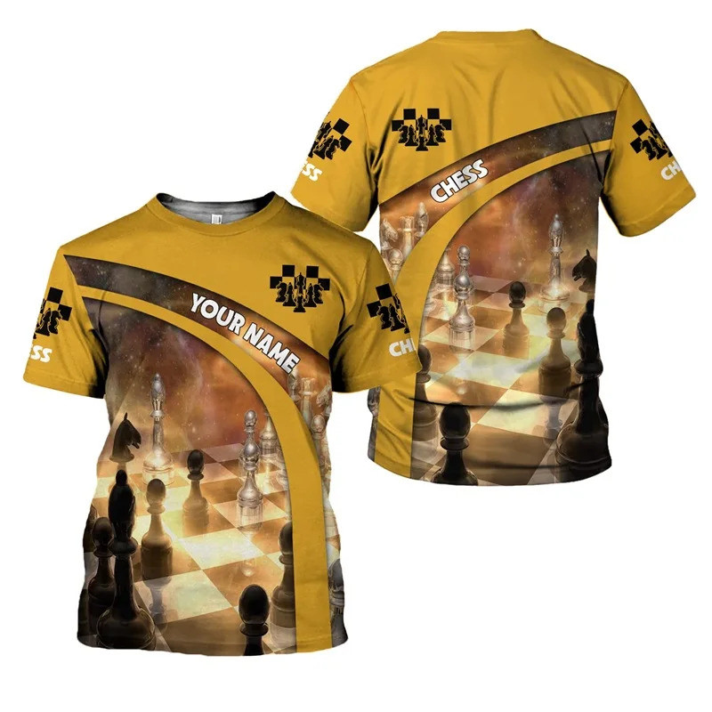 All Over Print Men's Chess Board T-Shirt Casual Crew Neck Short Sleeve ...