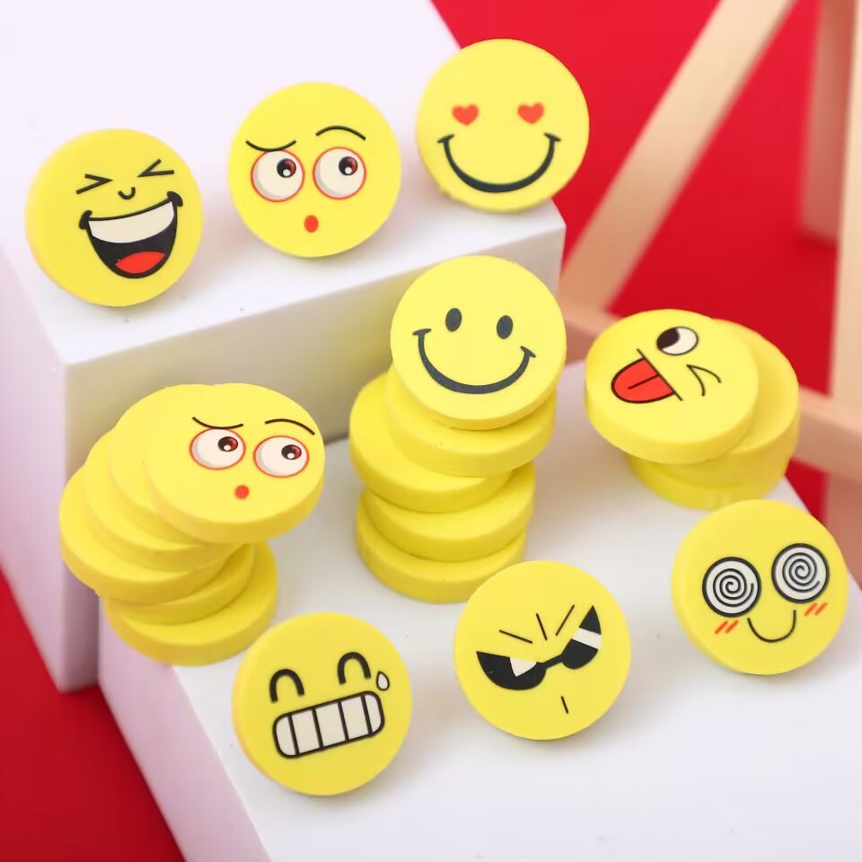 4pcs/bag cute Emoji eraser for kids fun learning smiley eraser | Shopee ...