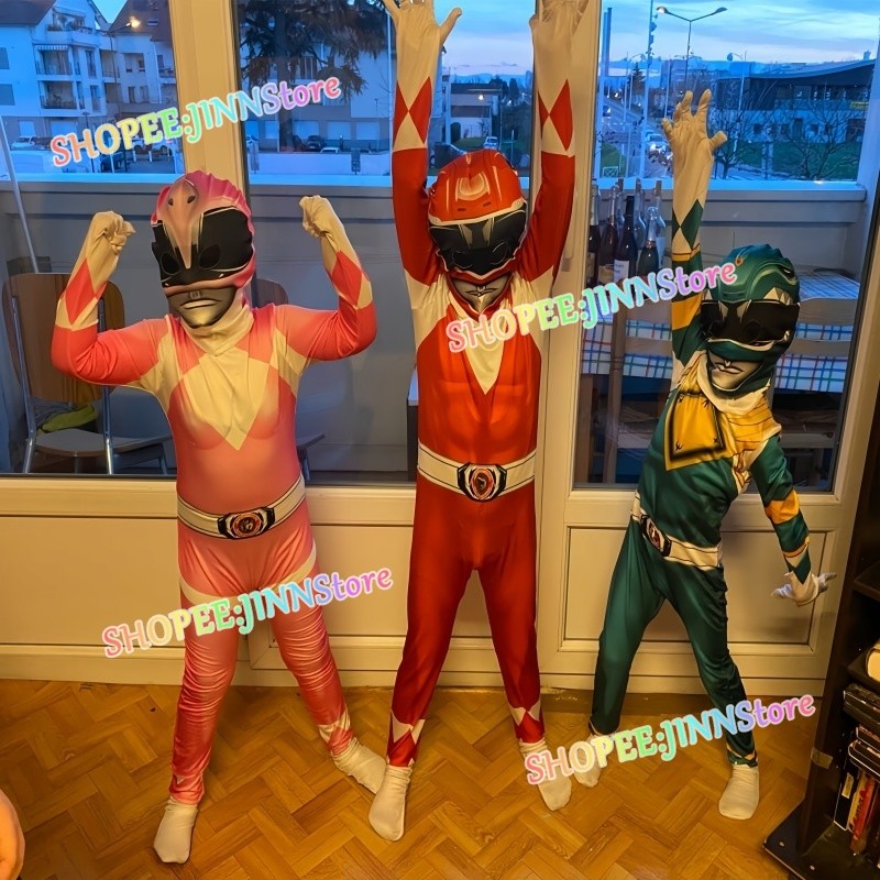 -JINN-Power Rangers Cosplay Costume 6 Color Ranger Jumpsuit Superhero ...