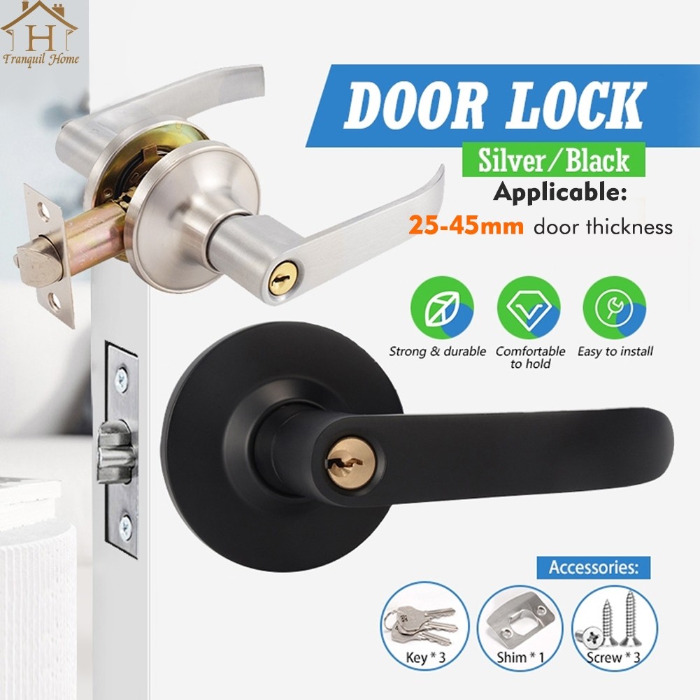 Hardware Doorknob Lever Type Stainless Steel Lock Set with 3 keys Door ...