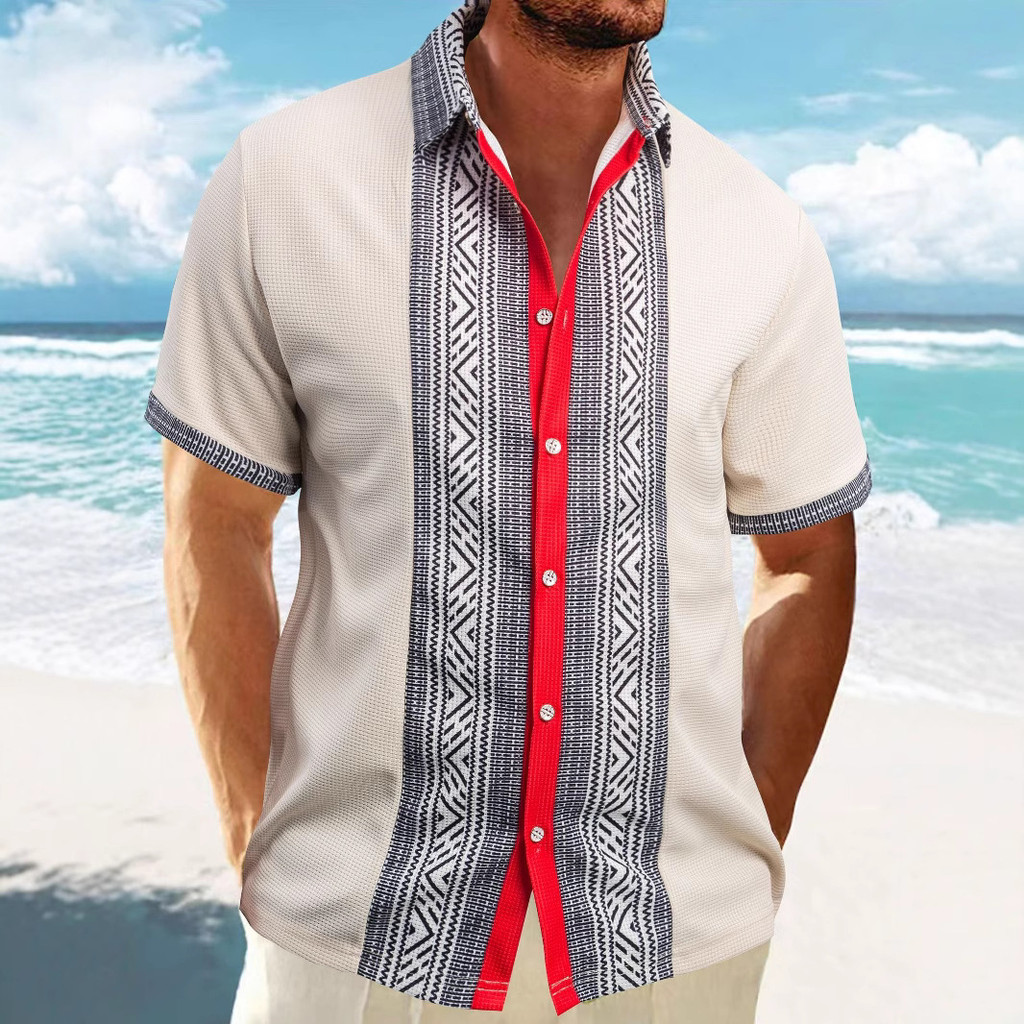 Asean Inspired Attire For Men 2025 New Barong Style Men's Waffle Polo ...