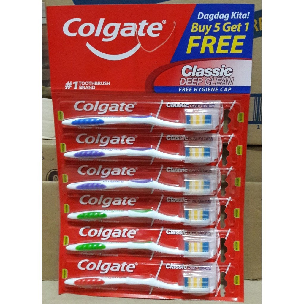 Colgate Toothbrush Medium Soft Bristle Classic Deep Clean 6pcs | Shopee ...