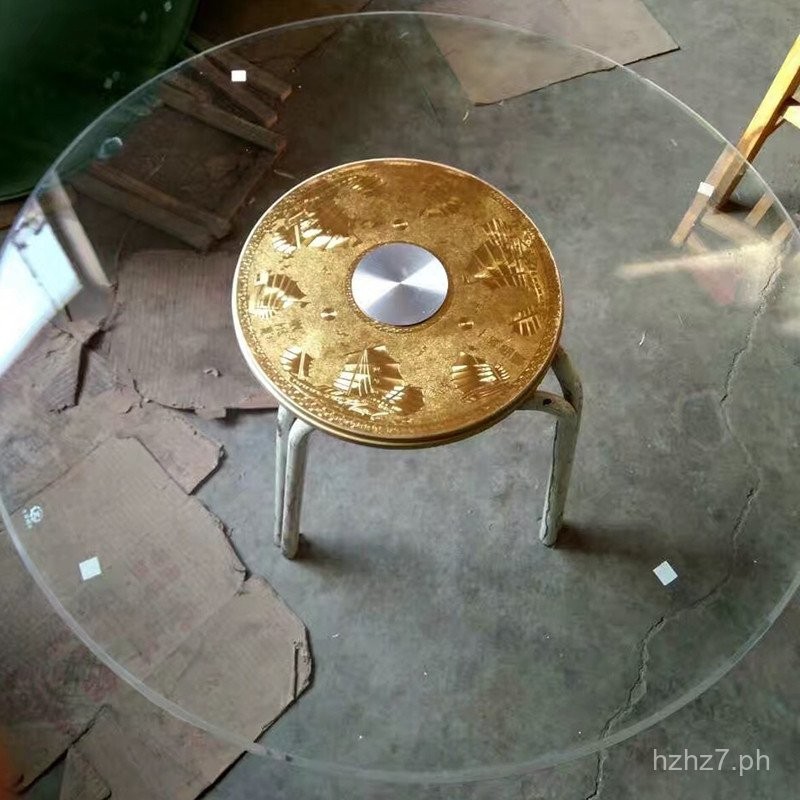 Large round Table Panel with Glass Turntable Folding Table Stand Dining ...