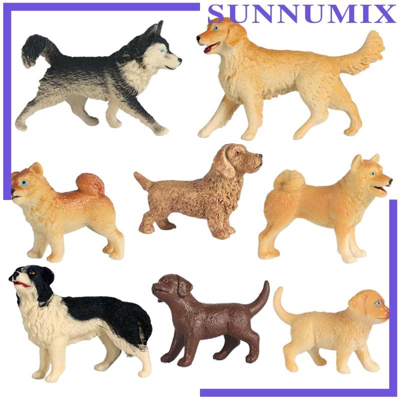 [Sunnimix] 8pcs/set Simulated Dog Model Decor Children Toy Miniature ...