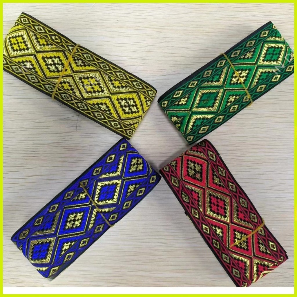 Lace Ethnic trimmings / lei ribbon 7yards / 2 inches width/Woven fabric ...