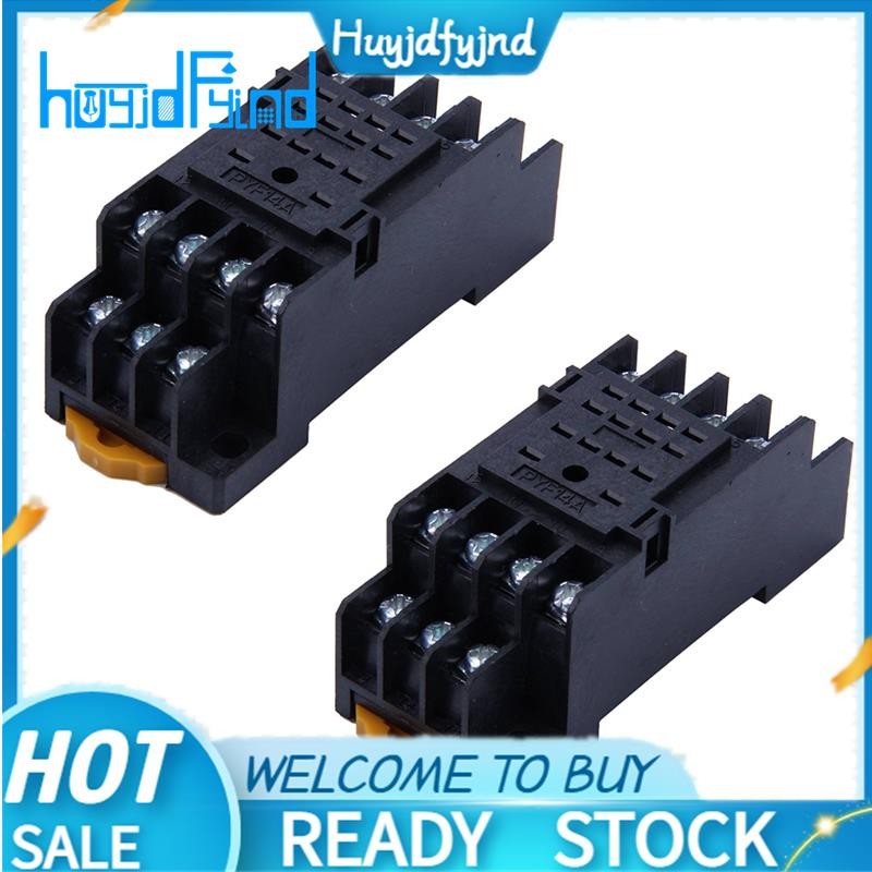 2PCS PYF14A DIN Rail Power Relay Socket Base 14 Pin for MY4NJ HH54P MY4 ...