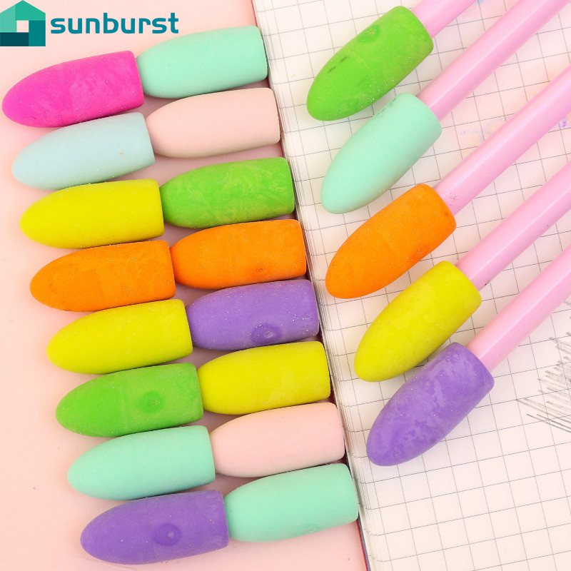 Eraser Pencil Caps - Removable Pencil Eraser - Colorful Cylinder-Shaped ...