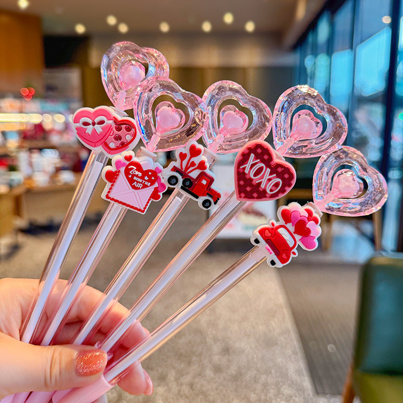 5pcs/set Heart Shape Pens Candy Color Heart Pen ForValentine's Day ...