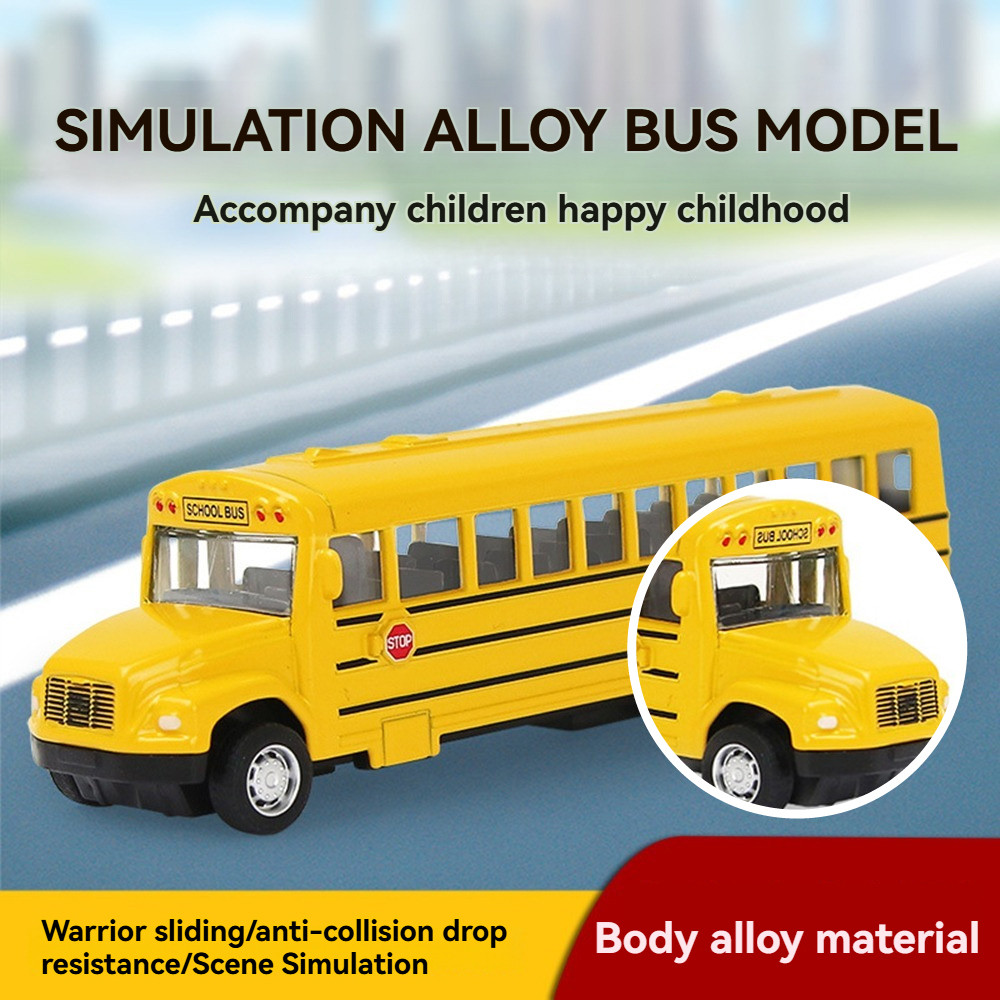 Simulation Alloy Pull Back School Bus Car Model Vehicle Diecast Toy ...