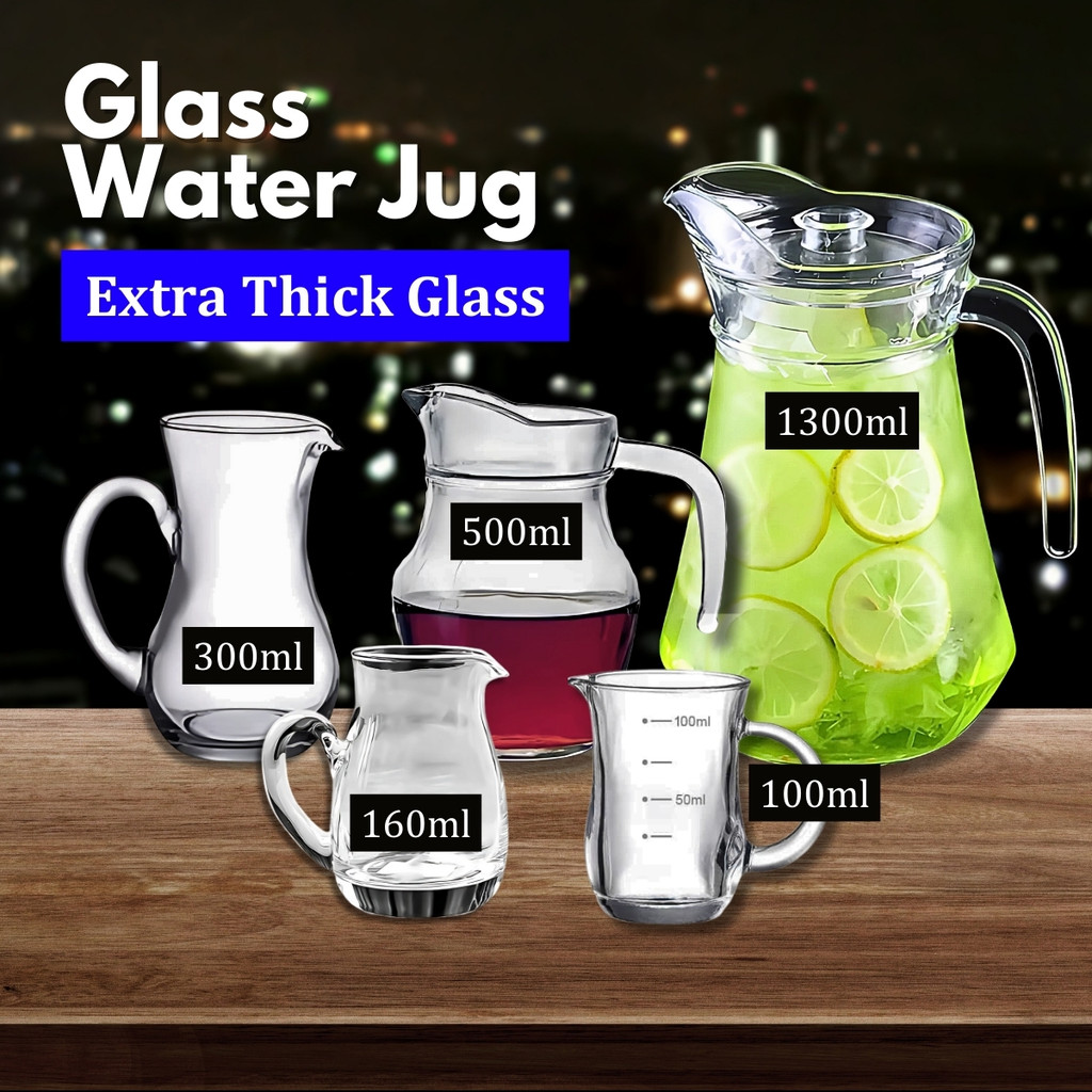 Extra Thick Glass Jug with Lid Jug Air Pitcher Water Jug Kaca Tebal Jag ...