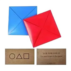 2Pcs Ddakji Paper Flip Toy Ddakji Game Blue Red Hard Cardboard Hiting ...