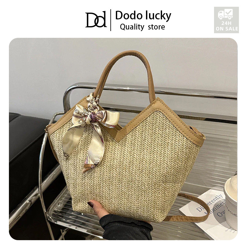 Dodo Single shoulder bag scarf straw holiday style beach style handbag ...