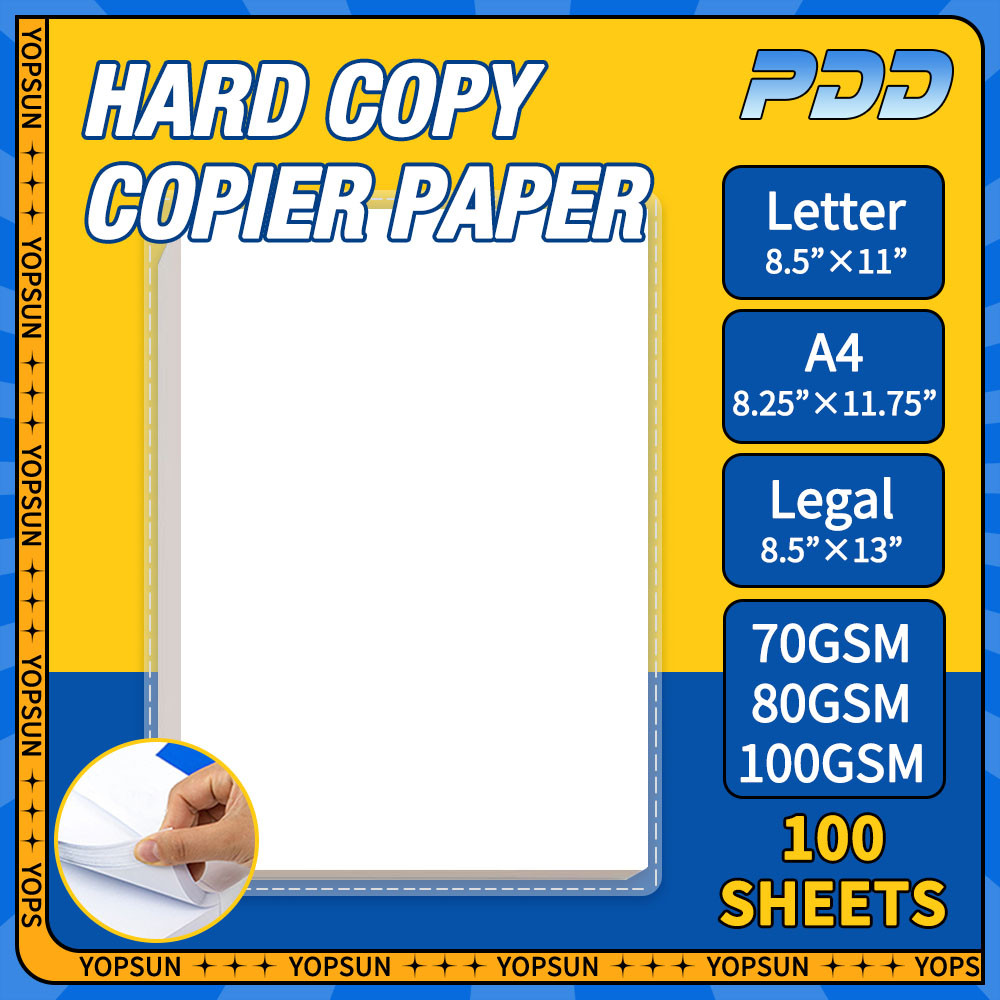 100Pcs Hard Copy Bond Paper Short / A4 / Long High Quality 70gsm ...
