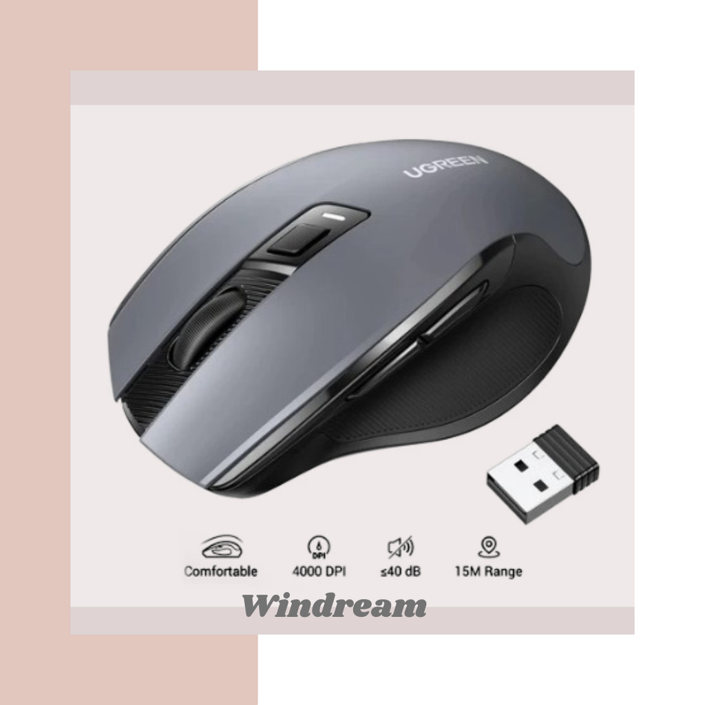 UGREEN Ergonomic Contoured-Shape Design Wireless Mouse 2.4 Ghz | Shopee ...