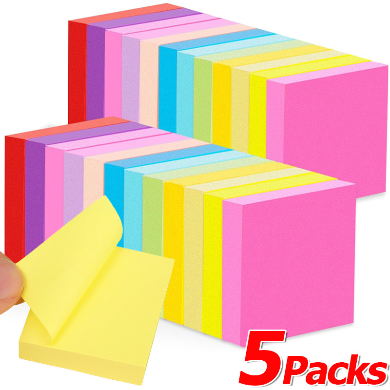 5 Packs Tearable Mini Sticky Notes - Square Self-Adhesive Memo Pads ...