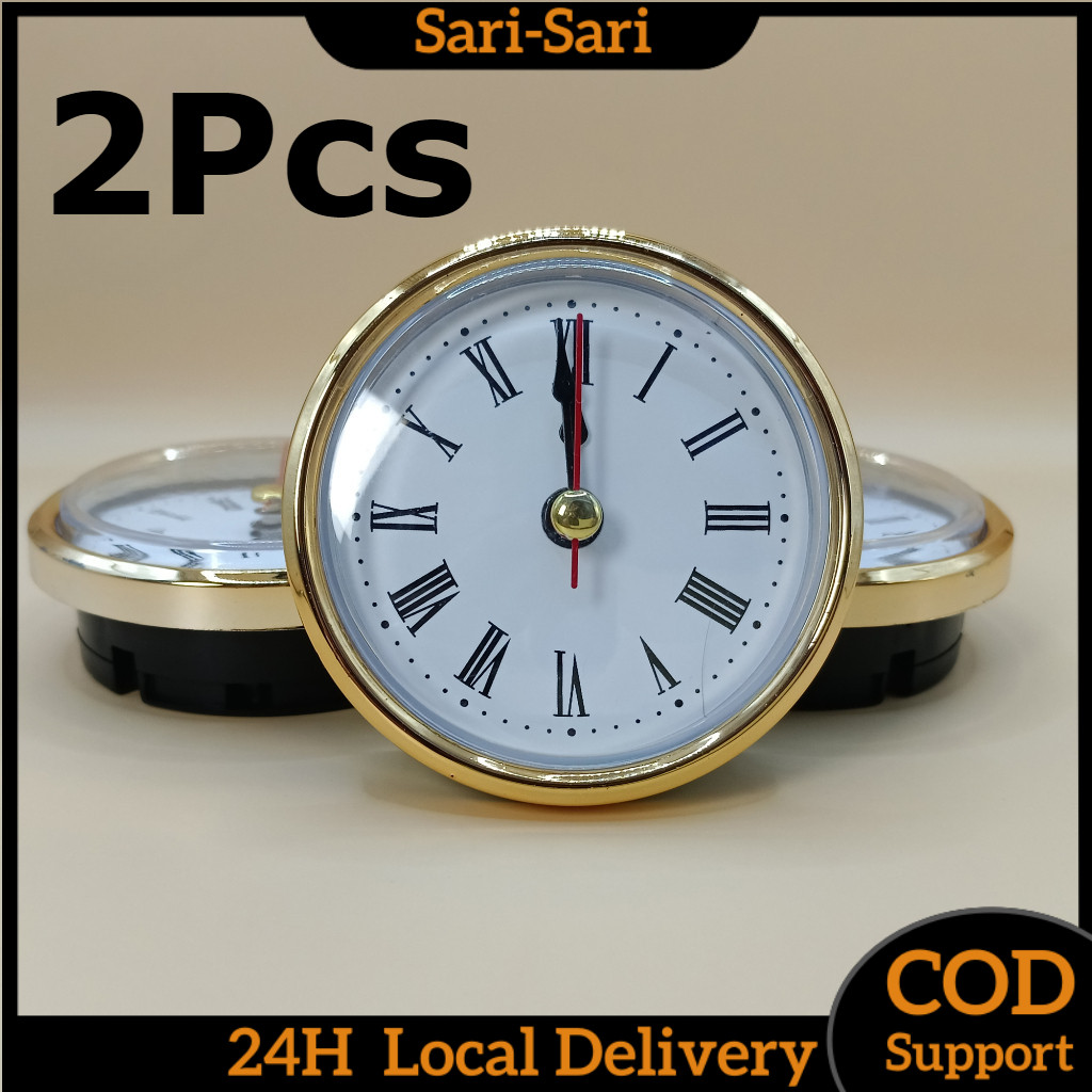 Quartz Mini Clock Insert for DIY with Roman Numerals Gold Plated (65mm ...