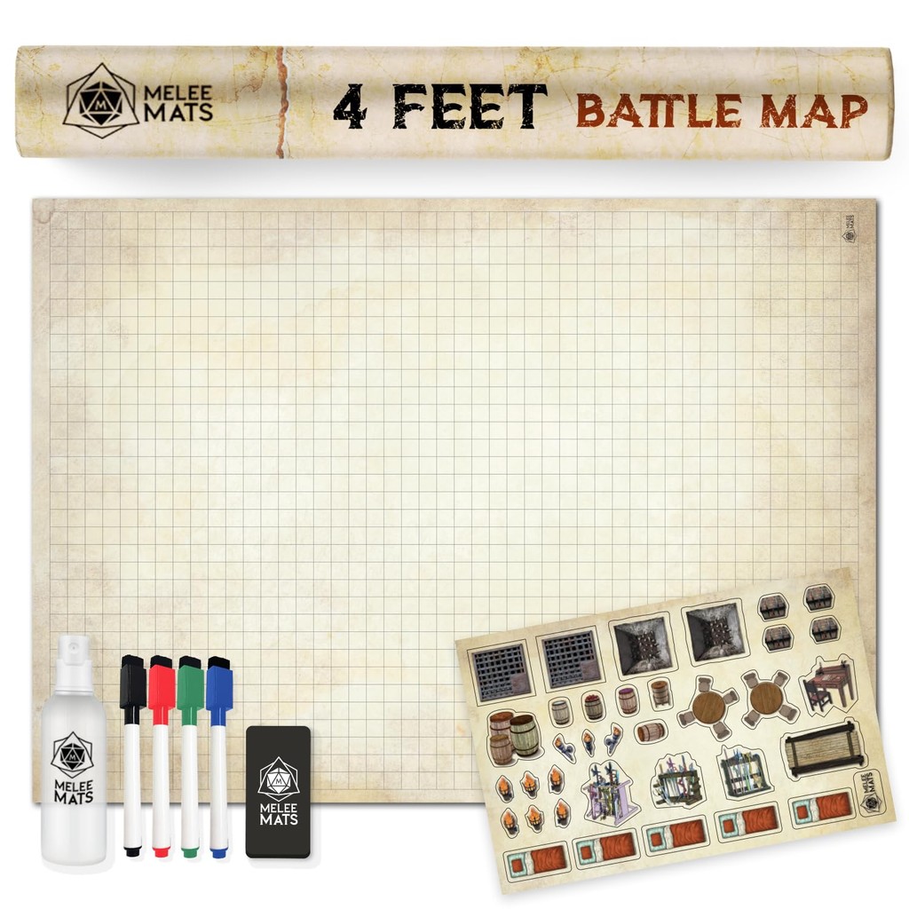 Battle Grid Game Mat 48 x 345 Jumbo Role Playing Game Map DnD RPG ...