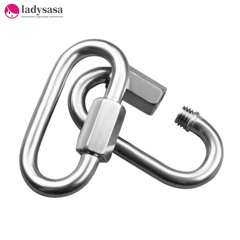 Ladysasa Stainless Steel Oval Quick Links D-Lock Carabiner Safety Snap ...