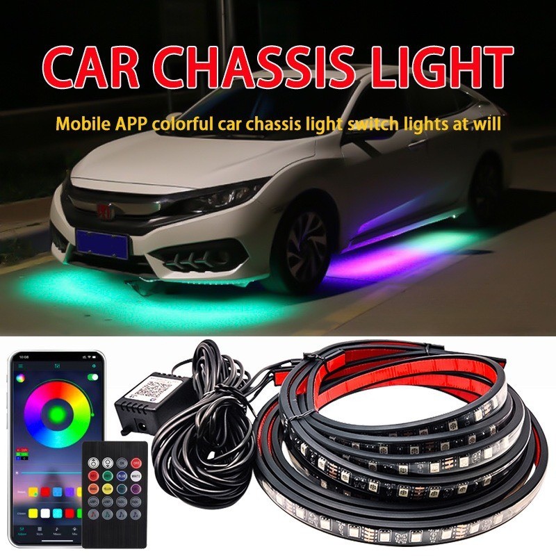12V Car LED Chassis Lights Modified Colorful Voice-activated Atmosphere ...